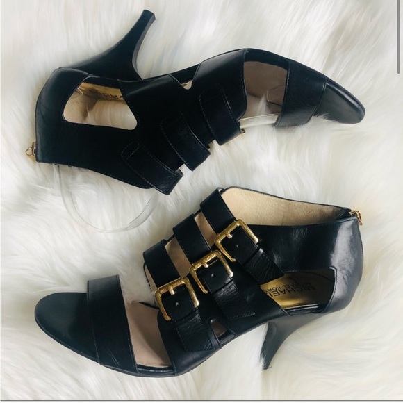 Michael Kors | Shoes | Sexy Michael Kors Black Viola Triple Buckle Heel ...